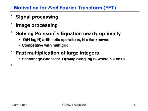 Ppt Parallel Spectral Methods Fast Fourier Transform Fft With Applications Powerpoint