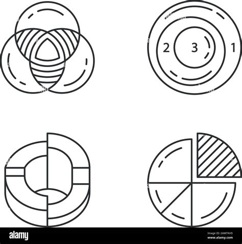 Diagrams Linear Icons Set Data Graphic Visualization Statistical