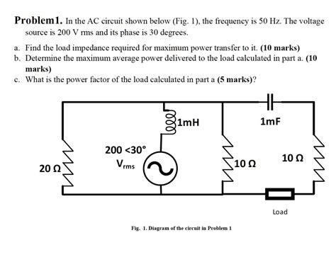 SOLVED Problem In The AC Circuit Shown Below Fig The Frequency Is Hz The Voltage
