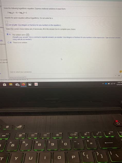 Solved Solve The Following Logarthmic Equation Express