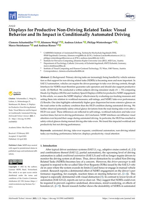 Pdf Displays For Productive Non Driving Related Tasks Visual Behavior And Its Impact In