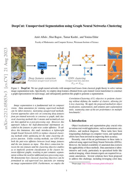 Deepcut Unsupervised Segmentation Using Graph Neural Networks Clustering Pdf Image