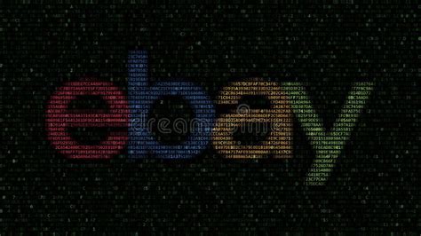 ebay inc logo made of hexadecimal symbols on computer screen