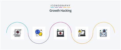 hacking line filled flat 5 icon pack including forward warn message