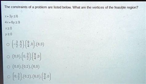Solved The Constraints Of A Problem Are Listed Below What Are The