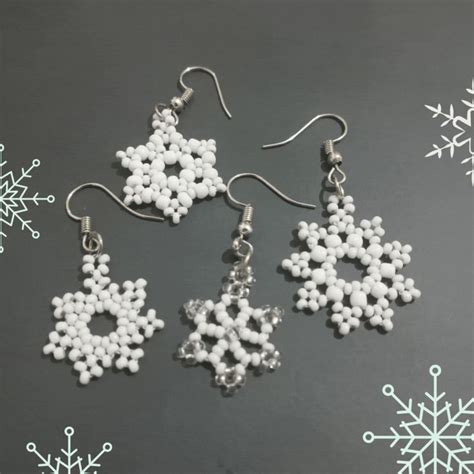Beaded Snowflake Earrings Making At Home Beaded Snowflakes Diy Seed