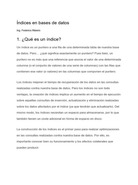 Indices Pdf Bases De Datos Puntero Programación De Computadora Indices Pdf Bases De Datos Puntero Programación De Computadora