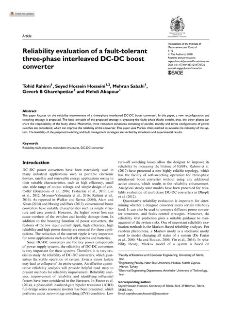 Pdf Reliability Evaluation Of A Fault Tolerant Three Phase Interleaved Dc Dc Boost Converter