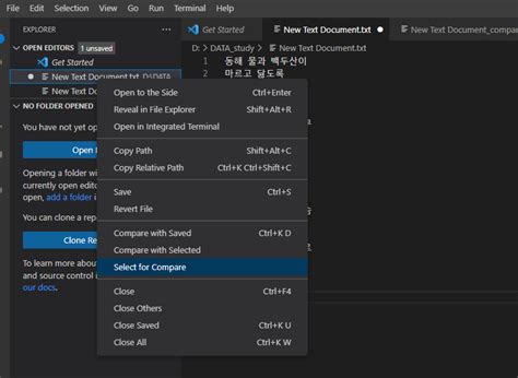 VSCode 파일 비교하기 Yogurt Office