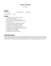 Density Lab Report Docx Density Lab Report Aarav Kalluri Materials 12 Brass Screws 12 Brass