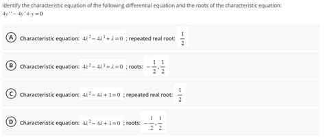 Solved Identify The Characteristic Equation Of The Following