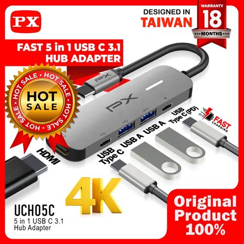 Jual Hub Converter USB Type C 3 1 To USB Type C 4K HDMI 5 In 1 PX UCH05C Shopee Indonesia