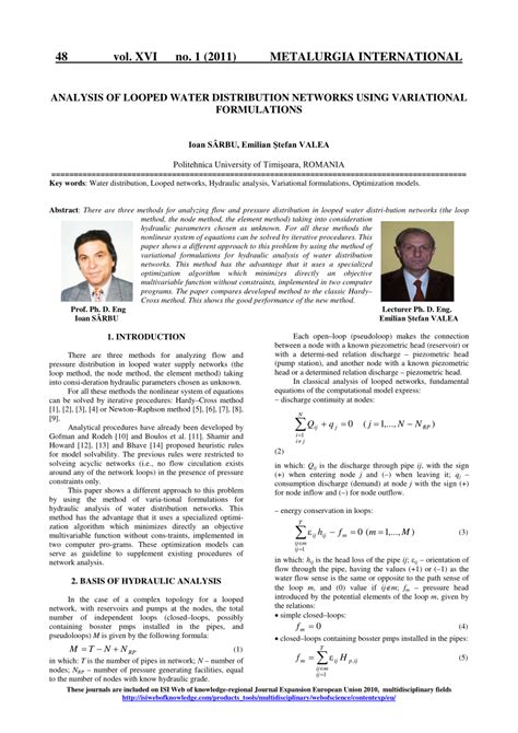 pdf analysis of looped water distribution networks using variational