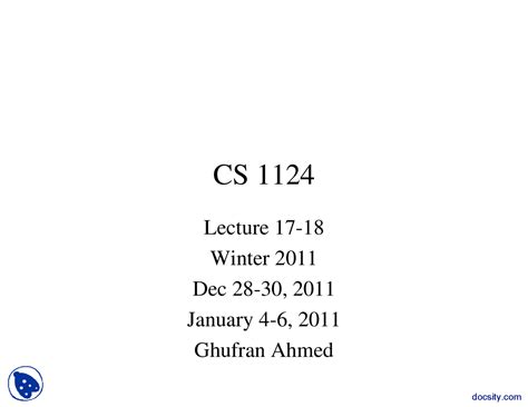 Structures I Computer Programming Lecture Slides Docsity
