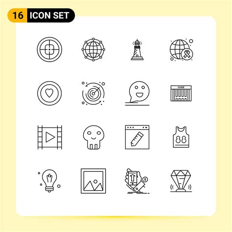 16 Thematic Vector Outlines And Editable Symbols Of Day Awareness