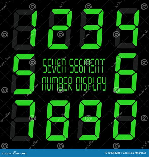 Simple Digital Number Set Of Seven Segment Type Vector Illustration