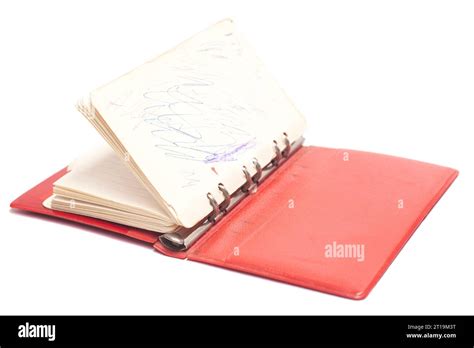 Open Old Red Notepad From S Isolated On White Background Stock Photo Alamy