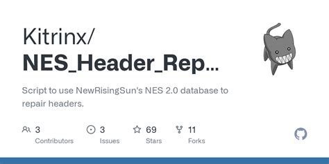 GitHub Kitrinx NES Header Repair Script To Use NewRisingSun S NES Database To Repair Headers