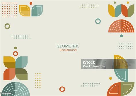 파스텔 배경에 원 반지 선 및 점의 간단한 모양이있는 추상적 인 기하학적 템플릿 평면 디자인 0명에 대한 스톡 벡터 아트 및 기타 이미지 Istock