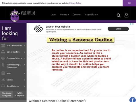 Wisc Online Writing A Sentence Outline Unit Plan For 9th 10th Grade Lesson Planet