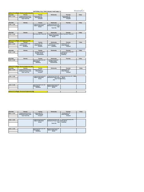 Engineering T2 Timetabling N1 N6 Draft Lecturers Master Pdf Chemistry Science