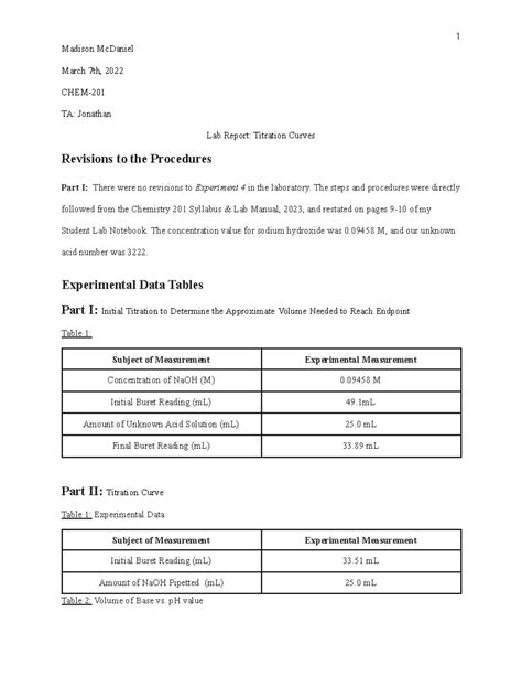 Lab Report About Titration At Albina Giese Blog