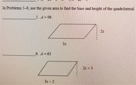 Solved In Problems Use The Given Area To Find The Chegg