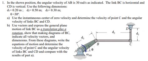 Solved In The Shown Position The Angular Velocity Of AB Chegg
