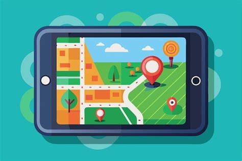 A Colorful Gps Navigator Displays A Detailed Map Featuring Location Pins And Surrounding
