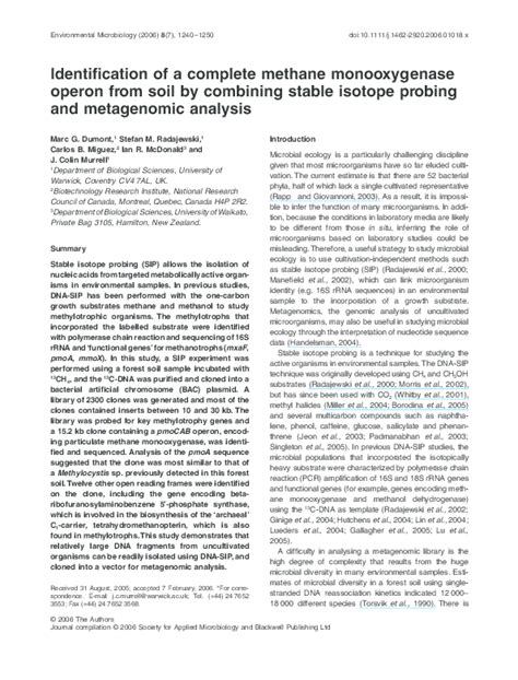 Pdf Metagenomic Analysis Of Methane Monooxygenase