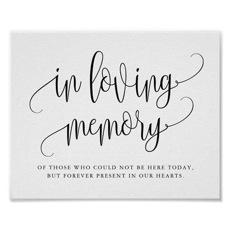 Black Pretty Calligraphy Script In Loving Memory Poster Zazzle In Loving Memory Memories