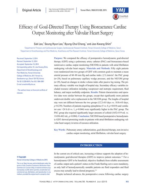Pdf Efficacy Of Goal Directed Therapy Using Bioreactance Cardiac Output Monitoring After