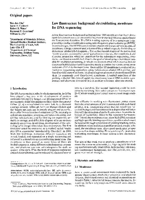 Pdf Low Fluorescence Background Electroblotting Membrane For Dna