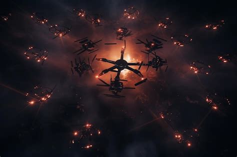 Premium Ai Image Drone Swarm Forming Mesmerizing Light Patterns In