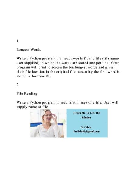 1longest Wordswrite A Python Program That Reads Wordocx