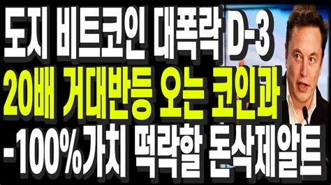 비트코인 리플 도지코인 이더리움 도지 비트코인 대폭락 D 3 20배 거대반등 오는 코인과 100 가치 떡락할 돈삭제 알트 Youtube