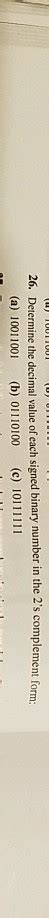 Solved 26 Determine The Decimal Value Of Each Signed Binary