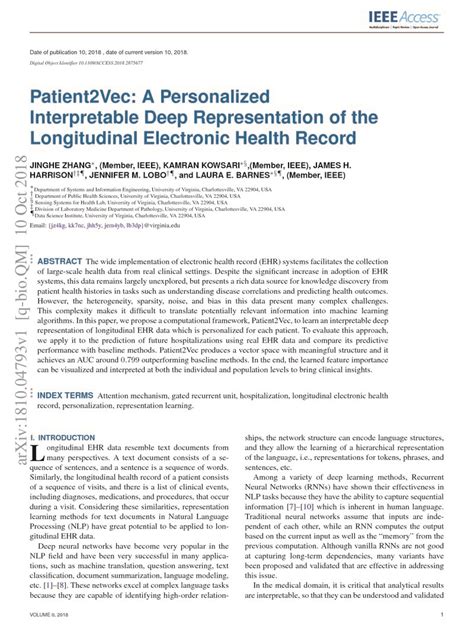Patient2vec A Personalized Interpretable Deep Representation Of The Longitudinal Electronic