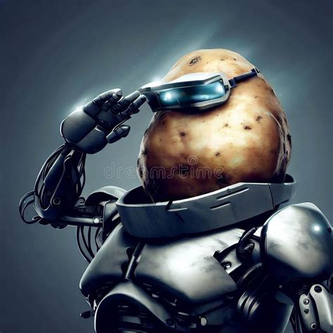 Ai Generated Illustration Of A Potato In A Pair Of Futuristic Sunglasses And Uniform Stock