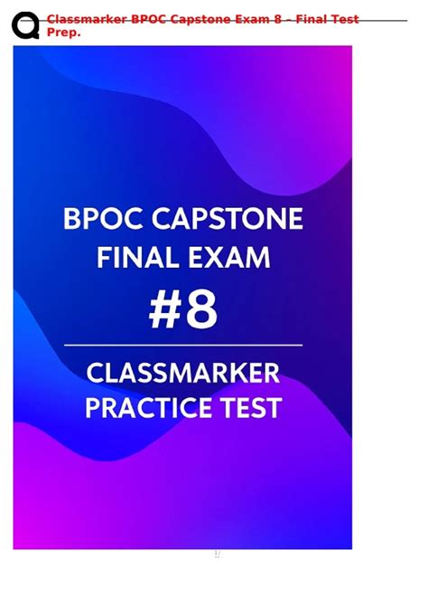 Classmarker Bpoc Capstone Exam 8 Final Test Prep Bpoc Stuvia Us