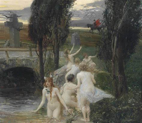 泉边洗澡的女人油画装饰画 图品汇