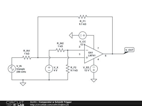 Comparator W Schmitt Trigger Circuitlab Comparator W Schmitt Trigger Circuitlab
