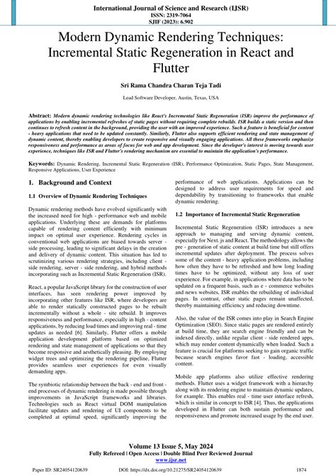 Pdf Modern Dynamic Rendering Techniques Incremental Static Regeneration In React And Flutter