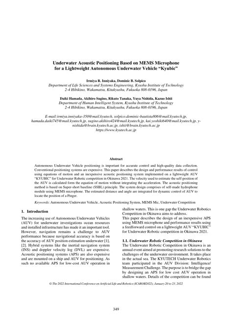 Pdf Underwater Acoustic Positioning Based On Mems Microphone For A Lightweight Autonomous