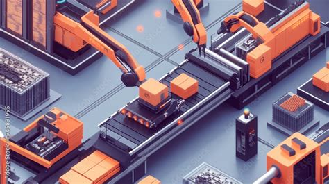 Isometric Rendering Logistics Technology Automated Sorting Systems In A Warehouse Detailed