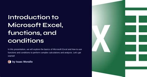 Introduction To Microsoft Excel Functions And Conditions