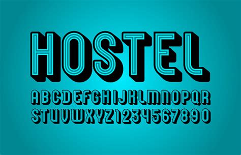 팝 아트 글꼴 트렌디 한 알파벳 산 세리프 라인 현대 3d 문자와 숫자 벡터 일러스트 10eps 알파벳에 대한 스톡 벡터 아트 및 기타 이미지 Istock