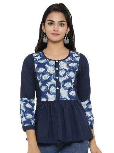 Blue Yash Gallery Women S Cotton Printed Top At ₹ 240 Piece In Jaipur