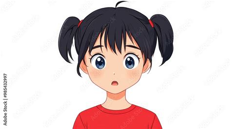 Adorable Chibi Girl Portrait Featuring Big Eyes Vibrant Colors And A