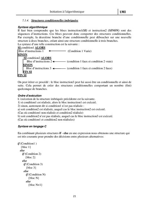 Cours Algo Partie 5 7 1 Structures Conditionnelles Imbriquées